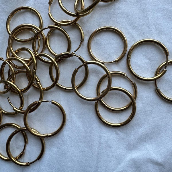 Steel Round Hoop Earring, Steel Ear Hoops, Circle Huggie Earring, 14mm ...