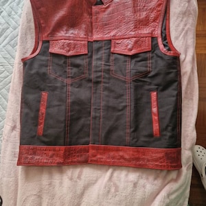 Men's Alligator Embossed Leather Vest, Motorcycle Style Biker Custom ...