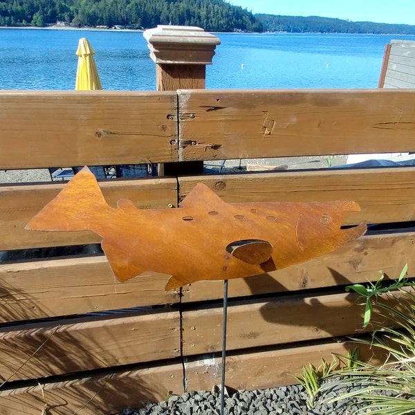 Salmon Fish Stake | Outdoor Metal Fish Art | Garden Stake| Fish Pond ...