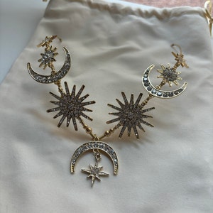 Celestial Gold Halo Tiara, Galaxy Stars and Moon Bridal Crown, Gold ...