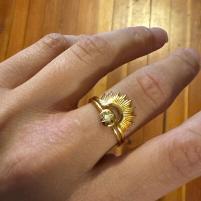Sun Ring Rising Sun Ring Gold Dainty Ring Spike Ring Statement Ring ...
