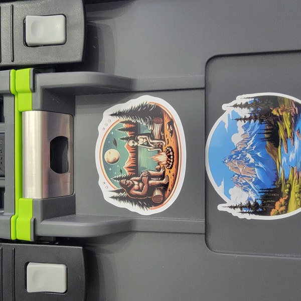 Bigfoot Alien Eating Tacos Sticker, Bigfoot Alien Campfire Sticker ...