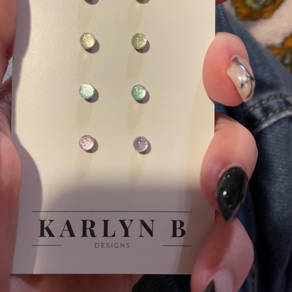 Build Your Own Four Pair Stud Earring Set - Colorful Dot Earrings ...