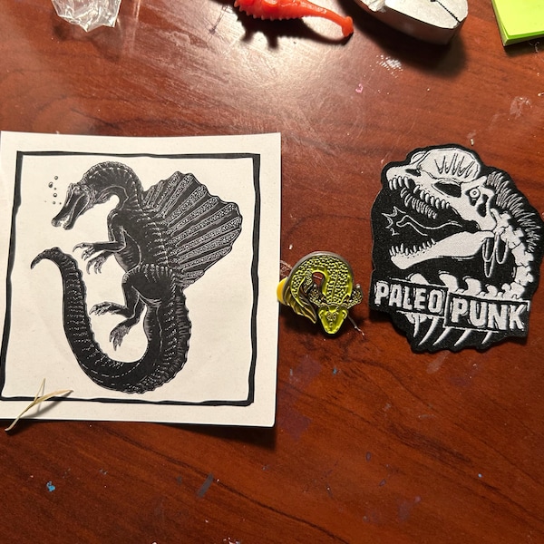 Dilophosaurus Paleo Punk Jacket Patches, Natural History Paleoart ...