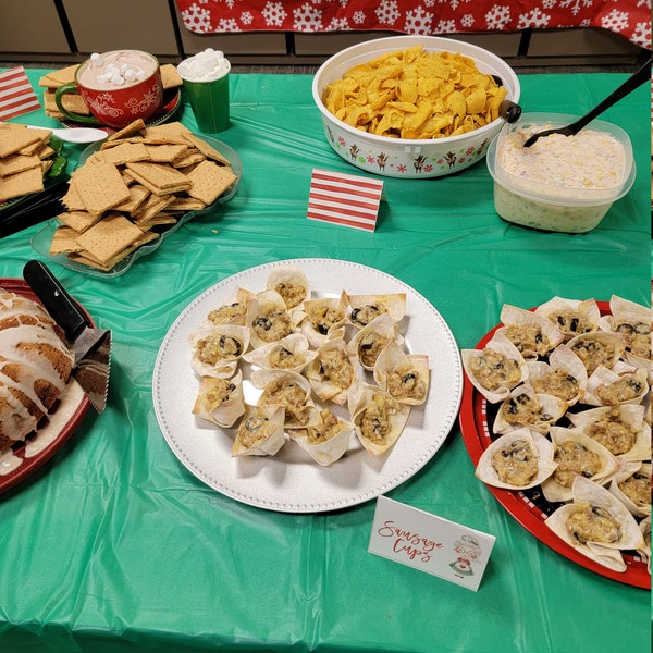 EDITABLE Christmas Party Food Tent Labels - Dessert Table Labels ...