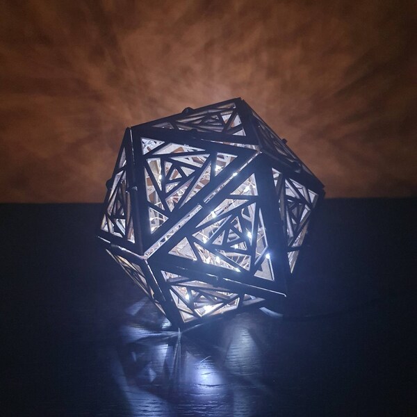 Icosahedron 3 Different Pattern Wood Triangle Shadow Lamp Tea Lantern ...
