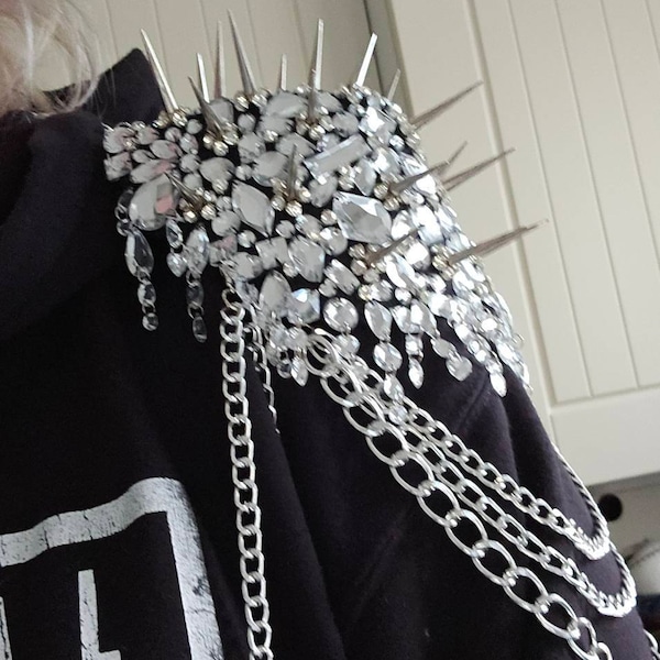 Crystal & Chain Epaulette: Spiked One Shoulder Jewelry - Etsy