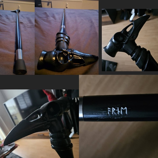 Fancy Walking Canes Black Crow Skull Walking Cane Walking Stick Goth ...