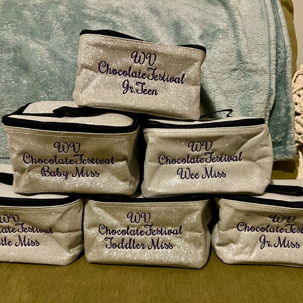 Personalized Silver Glitter Cosmetic Case, Cosmetic Bag, Makeup Case ...