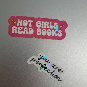 Hot Girls Read Books Sticker Holographic Waterproof Kindle Laptop Funny ...