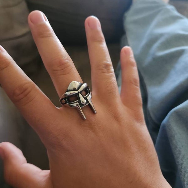 Steel MF Doom Mask Ring - Spartan Helmet Ring, Mens Silver Gladiator ...