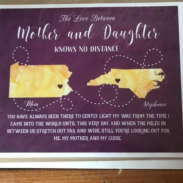 Gift for Mom, Mother's Day, Long Distance Map, the Love Between Mother ...