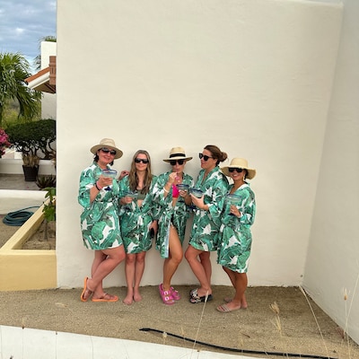 Green Palm Leaf Robe, Bridesmaid Robe, Hawaiian Robe, Bridal Party ...