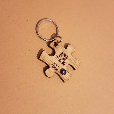 Jigsaw Puzzle Keyring Wooden Wedding Favours - Etsy