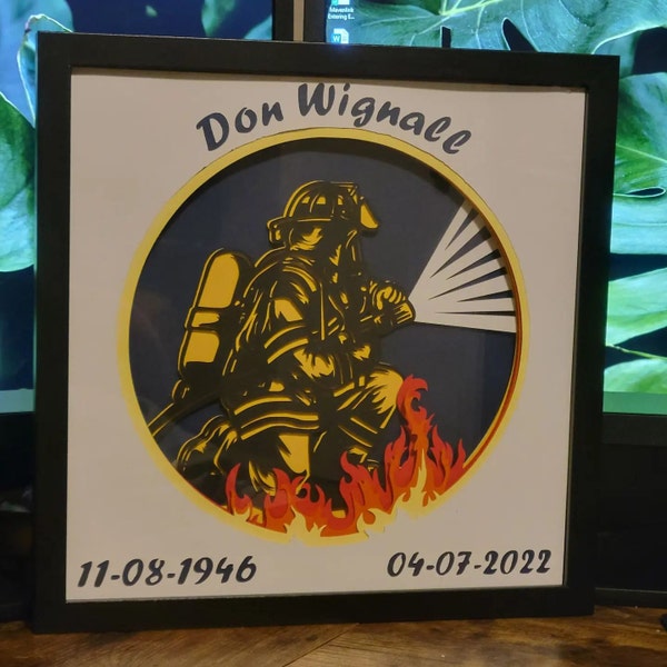 Firefighter Svg Light Box - Fireman Shadow Box - Firefighter 3D Paper ...