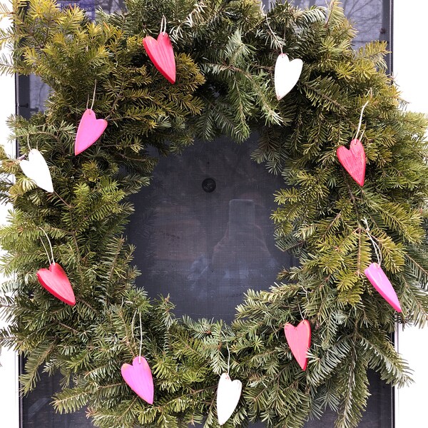 Rustic Valentine Heart Ornaments, Barn Wood Hearts, SET OF 10, Mini ...