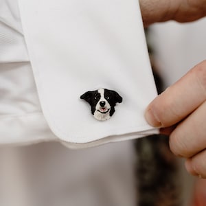 Custom Dog Wedding Cufflinks of Aussie Shepherd or Border Collie for ...