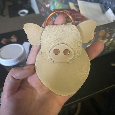 Pig Leather Key Accessory Leather Key Ring Cute Pig - Etsy