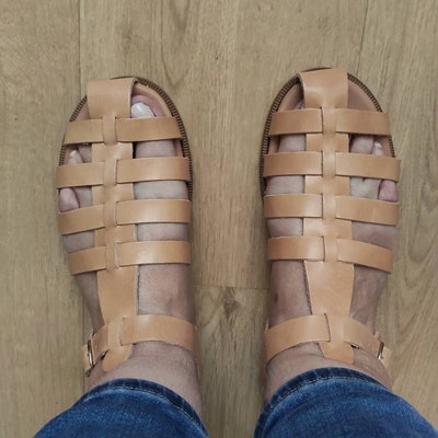 Slingback Classic Style Leather Sandals for Women. Full-grain Natural ...