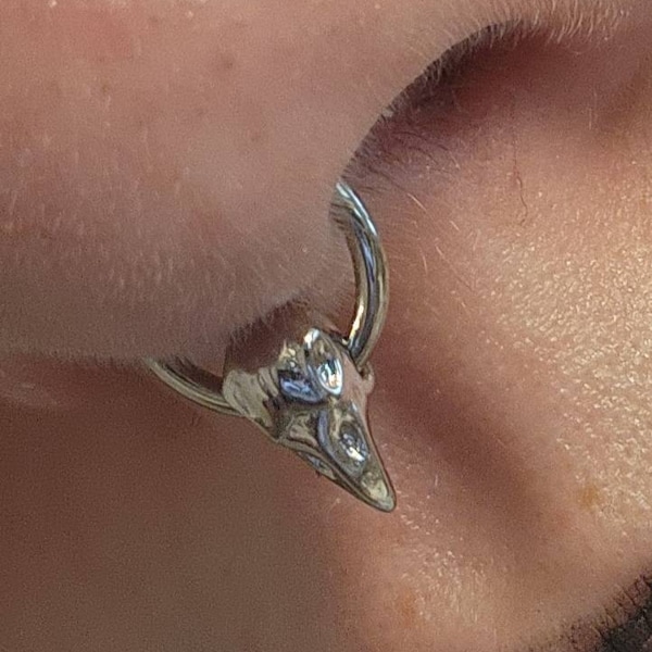 16G Skull Bird Septum Ring/hinged Segment Clicker/daith Earring ...