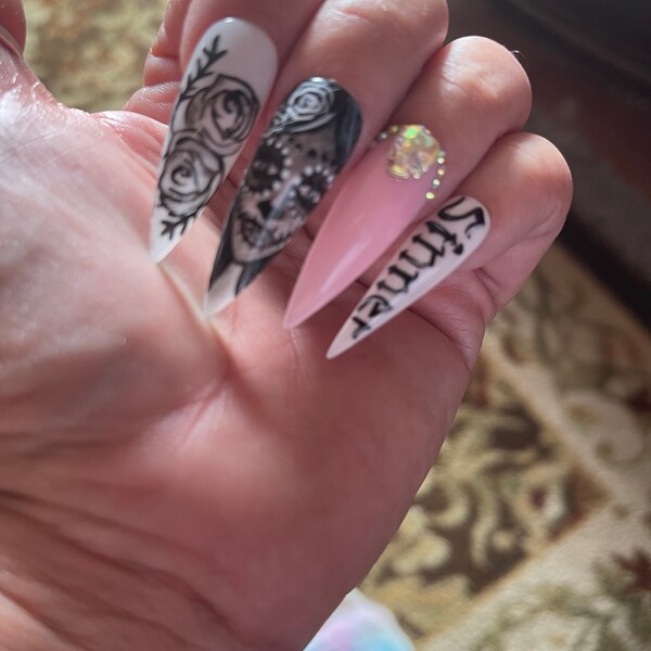 Extreme Nail Art Grunge Skull Custom Press on Nails - Etsy