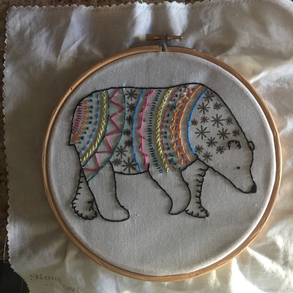 Bear Embroidery Kit - Embroidery Kit for Beginners - Embroidery Sampler ...