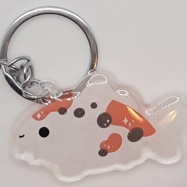 Tricolor Koi Fish Keychain | Cartoon Chibi Aquarium Hobby Art Double ...