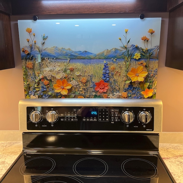 Copper Look Deer Tempered Glass Backsplash-stove Backsplash, Kitchen ...