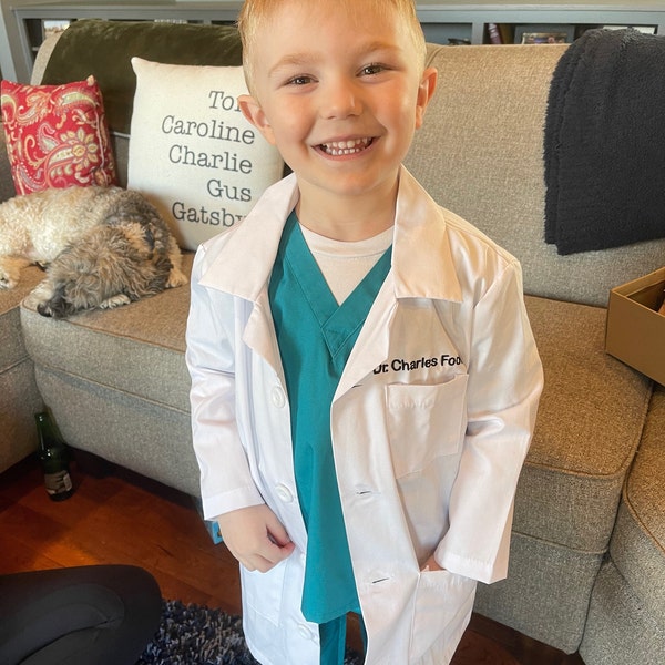 Embroidered Personalized Kids Lab Coat for Little Doctors and Nurses ...