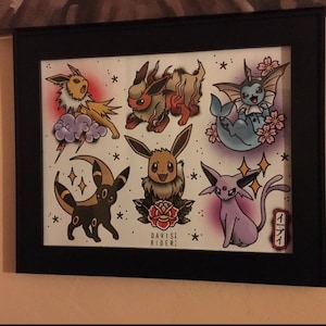Eeveelutions Tattoo Flash Art Print - Etsy
