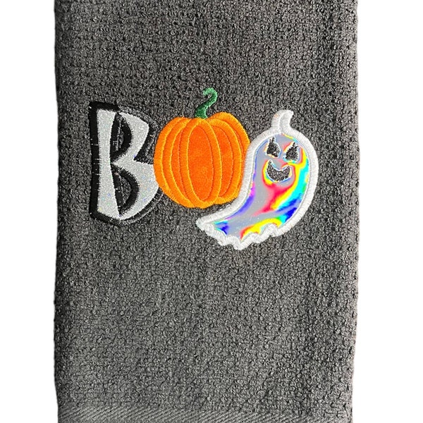 Boo Little Boo Ghost With Pumpkin Halloween Applique Machine Embroidery ...
