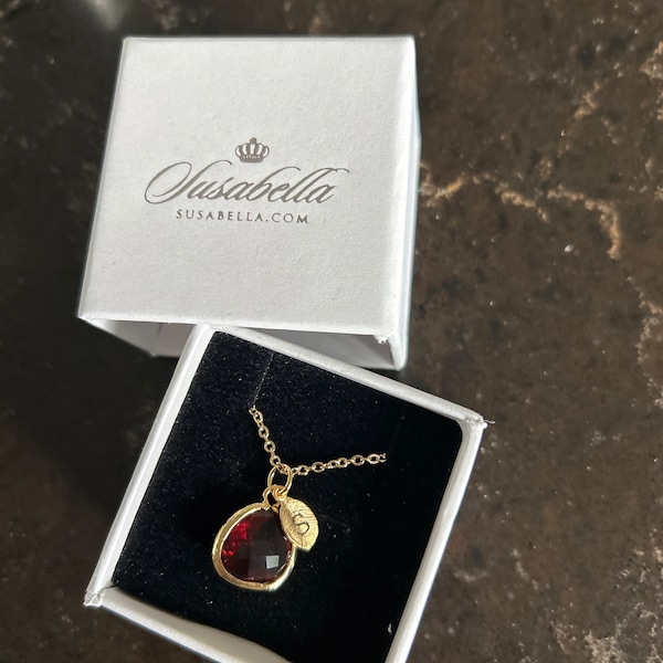 Personalized Ruby Necklace, Bridesmaid Necklace, July Birthstone ...
