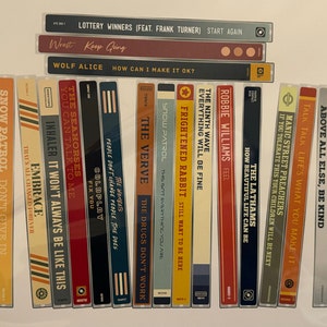 Personalised CD Stack Print, Retro Music Poster, Custom Favourite Song ...