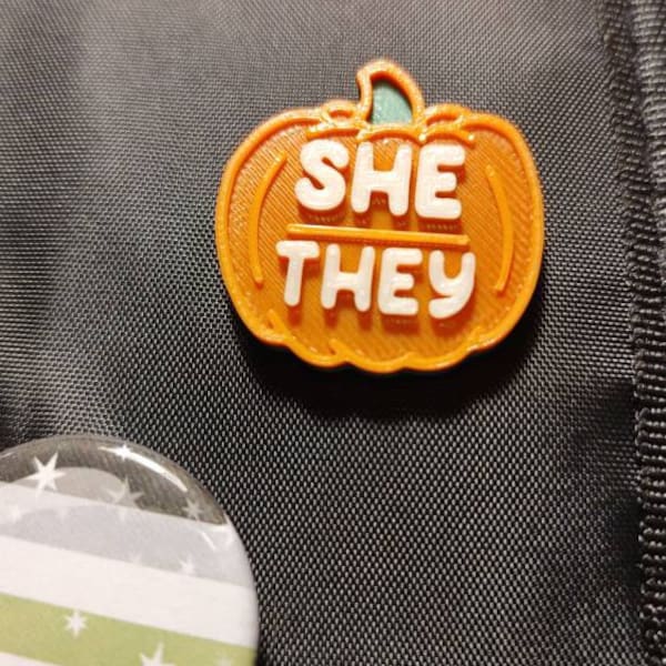 Pumpkin Pronouns Pins *GLOW in the DARK* She/her, He/him, They/them ...
