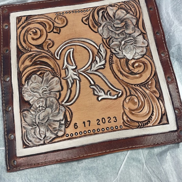 Custom Tooled Leather Wedding Bouquet Wrap - Etsy