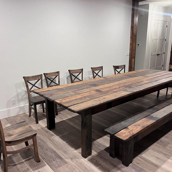 Rustic FARM TABLE 8 Ft 10 Ft 12 Foot Set W/you Pick Chairs Farmhouse ...