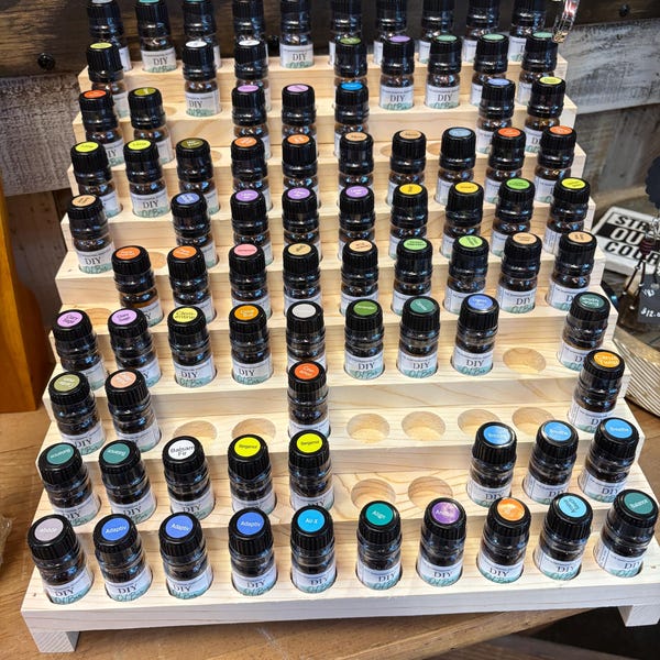 Wooden Display Rack for Fragrance or Essential Oils - 10 Row Bottle ...