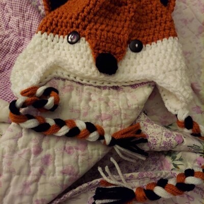 Red Fox Crochet Hat Wildlife Animal Winter Hat Photo Prop Crochet Hat ...