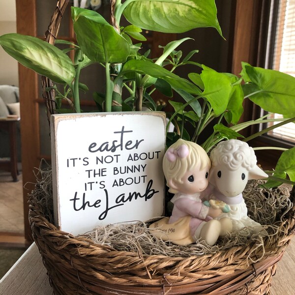 Easter Lamb Christian Sign, Farmhouse Christian Sign for Home, He Left ...