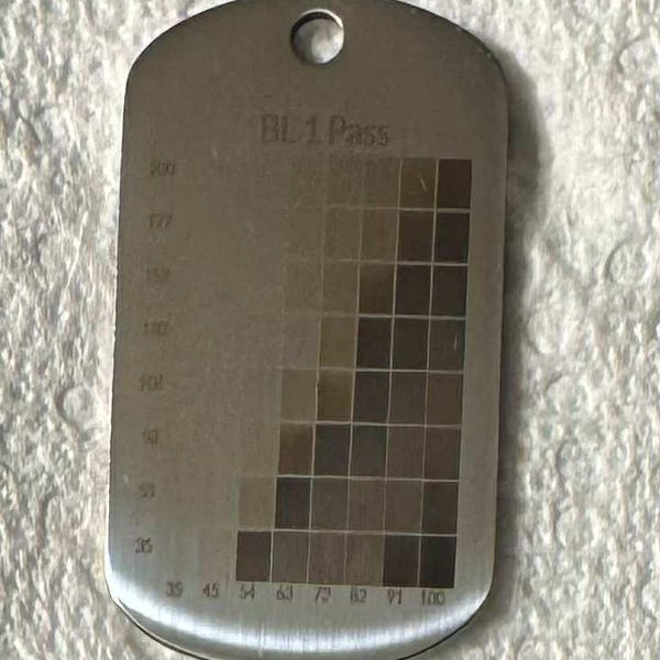 Xtool F1 Ultra Color Test Swatches: Stainless Steel Dog Tag Template ...