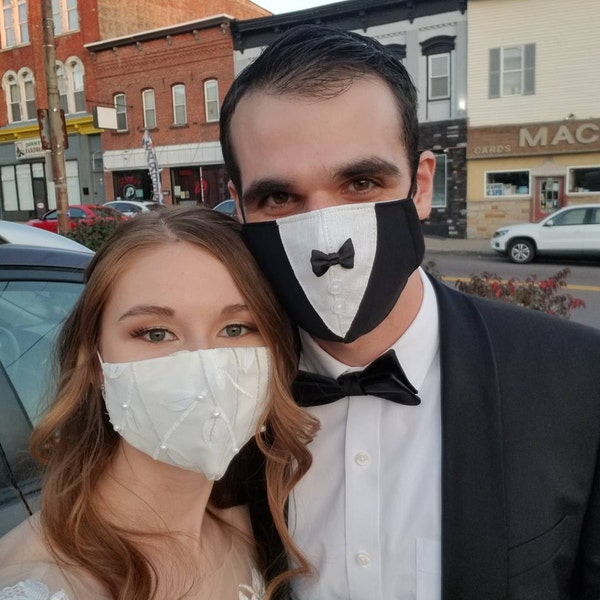 Bride and Groom Cotton Face Mask With Filter,face Mask Wedding,set of ...