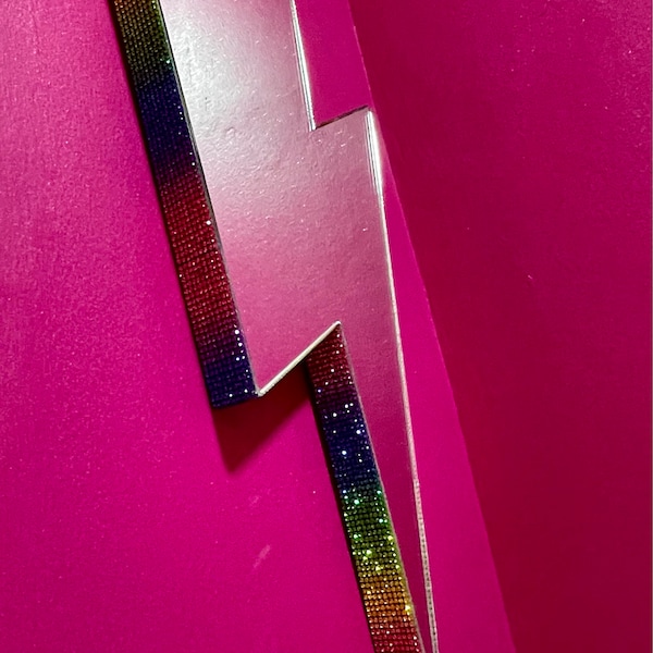 Rainbow Rhinestone Lightning Bolt Mirror: Handmade Eclectic Wall Decor ...