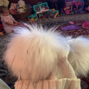 Size M XL Cream White Black Flecked Faux Fur Pom Pom 5 - Etsy