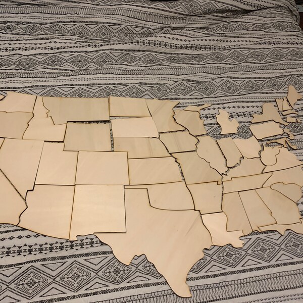 USA State MAP Cut Out Custom Size Unfinished US States Laser Nursery ...