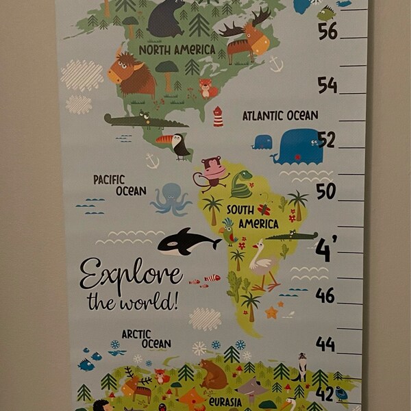 Growth Chart World Map With Baby Animals Explore the World Height Chart ...