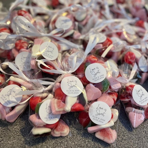 Favour Sweet Bags With Personalised Stickers - Sweet Bag Favours ...