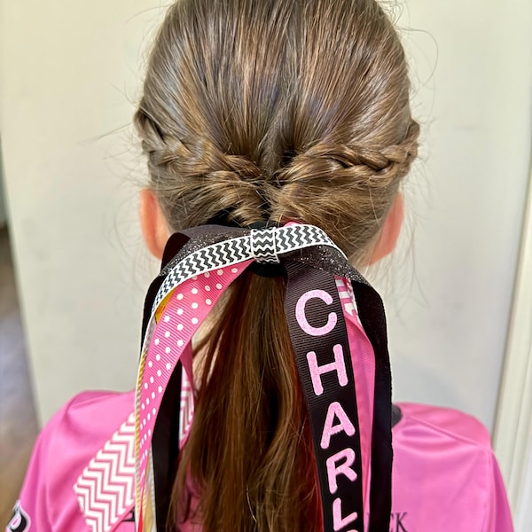 Personalized Glitter Ponytail Holder Streamer With Sports Ribbon… Game ...