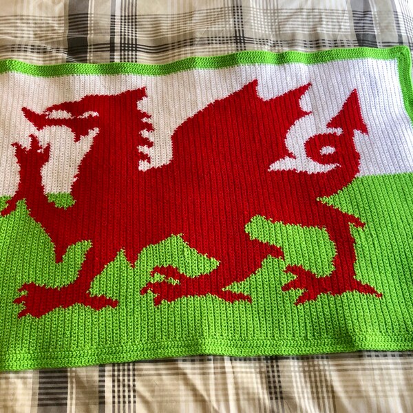 Welsh Flag, Crochet Blanket Pattern, Row by Row, Single Crochet ...