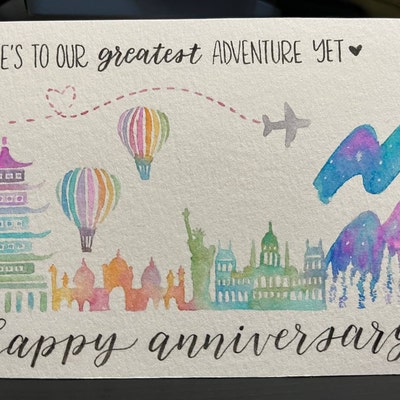 Travel Themed Congratulations Card Engagement and Wedding Card Heres to ...