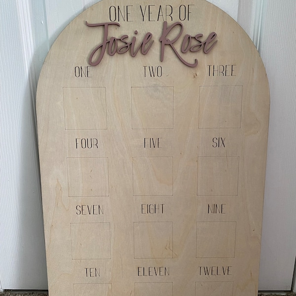 One Year of Photo Board, Wood Photo Board, Milestone Board, 1st ...
